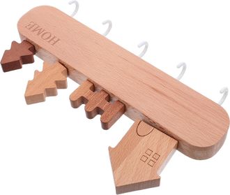 Cabilock Wandhaken Schlüsselhalter aus Buchenholz mit Robusten Eisenhaken Platzsparender Wandorganizer für Flur und Eingangsbereich Einfach zu Montierendes Sch