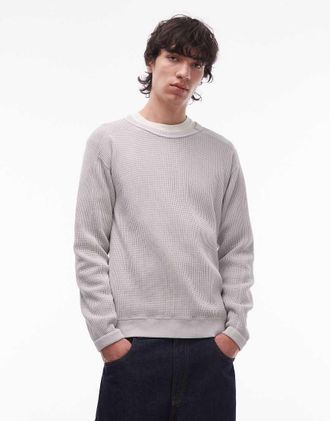 Gramicci Sweatshirt in Hellgrau mit Waffelstruktur