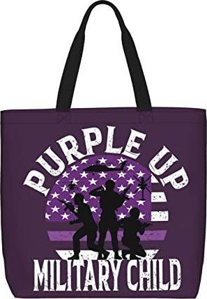 Generic Sac De Courses Purple Up Military Kids Mois De LEnfant Militaire Sac &Agrave; Bandouli&egrave;re En Toile R&eacute;utilisable De Grande Capacit&eacute; Sacs En Toile, Pour Voyage