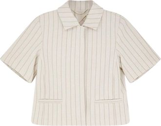 Max Mara Femme, Blouses et Chemises, Blanc, Taille: 36 FR Pinstripe Cotton Shirt