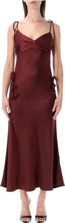 Self Portrait Femme, Robes, Brun, Taille: 38 FR Satin Flower Long Dress