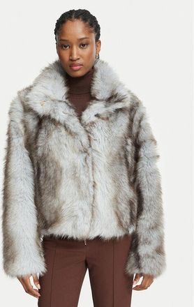 Fracomina Pelzmantel FR26WC4003O44501 Hellblau Cropped Fit