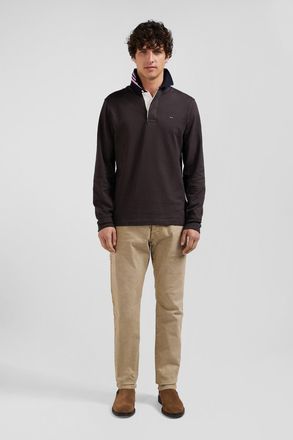 Eden Park Maillot Manches Longues En Coton Pima Marron Coupe Regular