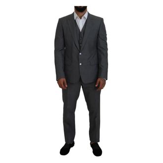 Dolce & Gabbana Grauer Martini 3-teiliger Slim Fit Anzug - - Suits - Herren - Grau - XL