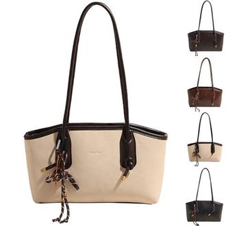 Generic Sac &agrave; bandouli&egrave;re pour femme - Sac &agrave; main en cuir synth&eacute;tique - Style vintage - Avec joli pendentif - Marron, beige, 11.02 inch