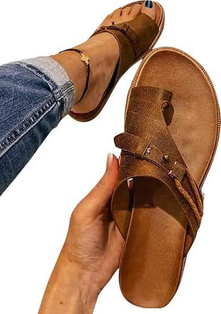 Onsoyours Damen Big Toe Hallux Valgus Bunion Splints Damensandalen Sommersandalen Flach Plattform Sandalen Unterst&uuml;tzung Plattform Schuhe f&uuml;r die Behandlung Str