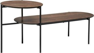 Atmosphera Table basse 2 niveaux Kemi en placage noyer & métal 118x43cm - Atmosphera créateur dintérieur