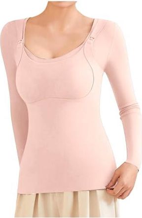 Generic sous Pull Femme Haut Thermique Femme sous Pull Thermique Femme Doux Glamour T Shirt Col V Manches Longues en Tricot C&ocirc;tel&eacute; Ajust&eacute; Basique Casual Autom