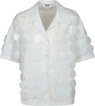 Msgm Msgm, Femme, Blouses et Chemises, Blanc, Taille: 36 FR Chemise Blanche &agrave; Paillettes