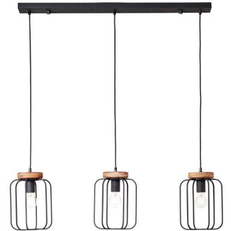 Brilliant Lampe, suspension Tosh s&eacute;rie 3-flammes bois antique / corindon noir, 3x A60, E27, 40W, bois issu de la foresterie durable (fsc) - Brilliant