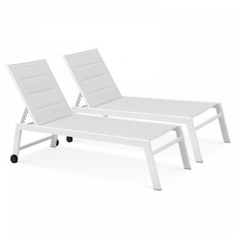 Oviala Lot de 2 bains de soleil en aluminium blanc