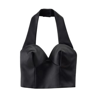 Marc Jacobs Femme, Tops, Noir, Taille: 36 FR Sculpted Satin Halter Top