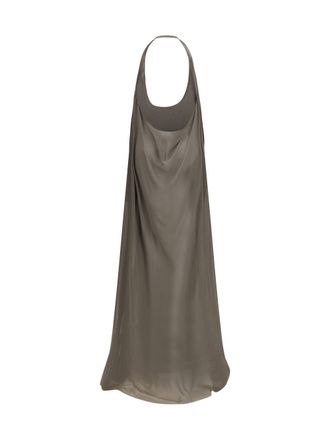 Rick Owens Womens Haltar Silk Georgette Dress Dust