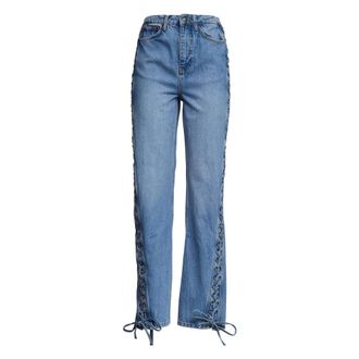 Rotate Laced Straight Leg Jeans - - Jeans - Damen - Blau - W27