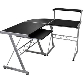 vidaXL Vidaxl - Bureau dordinateur dangle Noir 132x112x99cm Bois ding&eacute;nierie
