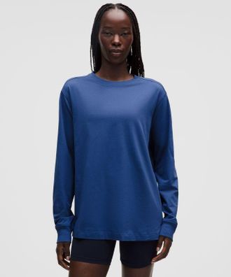 lululemon Haut manches longues All Yours en coton biologique pour Femmes - Bleu - Taille XL
