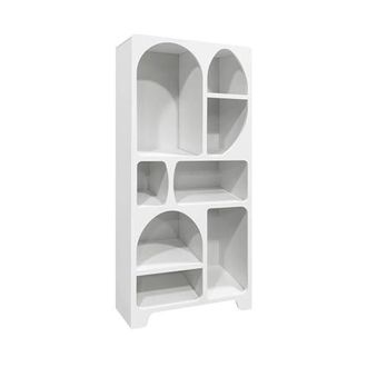 Sweeek Etagère bibliothèque Organique Effet Bois Blanc Plusieurs niches 8 Compartiments