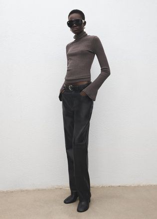 Mango Rollkragenpullover mit Trompeten&auml;rmeln mittelbraun - Damen - XS - MANGO