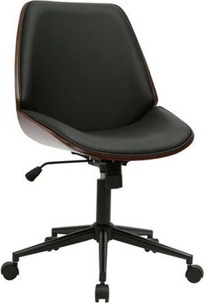 Miliboo Miliboo - Schreibtischstuhl mit schwarzen Rollen und dunklem Holz douglas