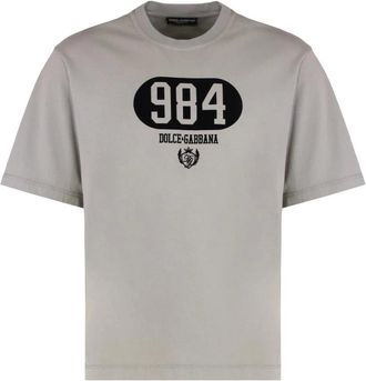 Dolce & Gabbana Homme, Tops, Gris, Taille: S 984 Graphic T-Shirt