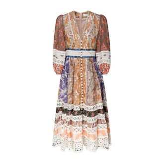 Zimmermann Linen Devi Printed Midi Dress aus Leinen - - Dresses - Damen - Mehrfarbig - S