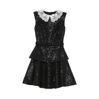 Self Portrait Femme, Robes, Noir, Taille: 40 FR Sequin Boucl&eacute; Mini Dress