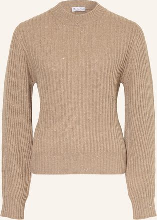 Brunello Cucinelli Brunello Cucinelli Pullover Mit Cashmere Und Glitzergarn braun