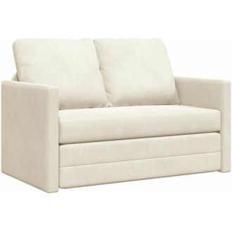 vidaXL Fu&szlig;sofa-Bett mit Kissen Creme 122 x 70 x 60 cm Samt vidaXL