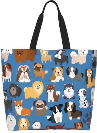 Generic Chiot Mignon Sac A Main Femme D&eacute;contract&eacute; Tote Bag R&eacute;utilisable Sac Fourre Tout Pour Gym Shopping Universit&eacute;