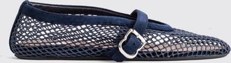 Alaia Mary-Jane-Ballerinas aus Netz-Nylon und Leder mit verstellbarem Riemen