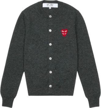 Comme Des Gar&ccedil;ons Homme, Pulls, Gris, Taille: 2XS Cardigan en laine avec coeur