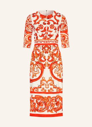 Dolce & Gabbana Kleid Mit Seide Und 3/4-Arm orange