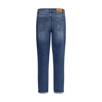Brunello Cucinelli Mens Blue Cotton Straight-Leg Jeans Clothing