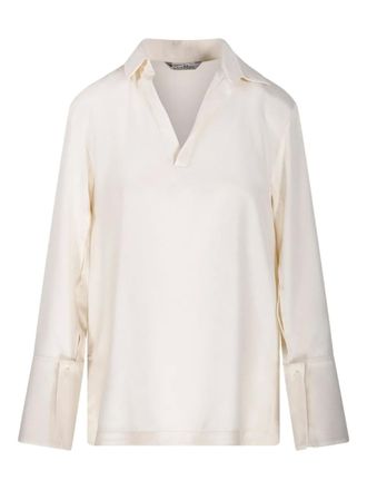 Max Mara Bluse mit V-Ausschnitt - 005 BIANCO AVORIO