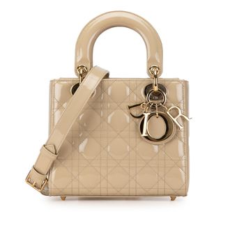 Dior Beige Patent Leather Small Lady Dior