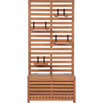 Beliani Beliani - Banc de Rangement Ext&eacute;rieur avec &Eacute;tag&egrave;res Murales en Bois dAcacia 80 cm Matino