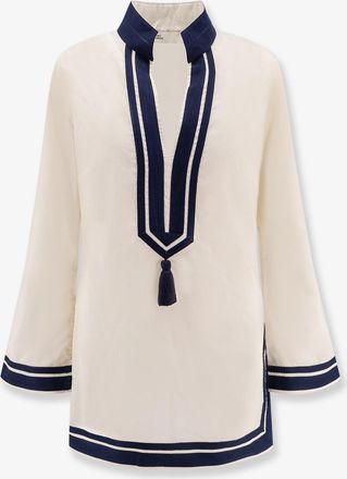 Tory Burch Cotton short dress with contrasting profiles - TORY BURCH - gender_Woman