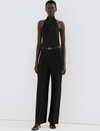 Mango Combinaison col &agrave; emmanchures am&eacute;ricaines combin&eacute; noir - Femme - S - MANGO