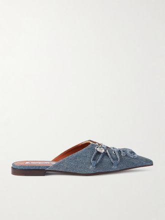 Acne Studios Chaussures Plates &Agrave; Bouts Pointus En Jean Bicolore &Agrave; Lacets - Bleu