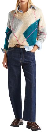 Benetton Pullover V-Ausschnitt M/L, cremewei&szlig;, M