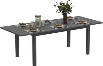 OUTSUNNY Gartentisch Erweitert Aluminium 160/220x90 cm Wetterfest Balkontisch, rutschfest Buffettisch Campingtisch f&uuml;r 6-8 Personen, Outdoor Essisch f&uuml;r Garten