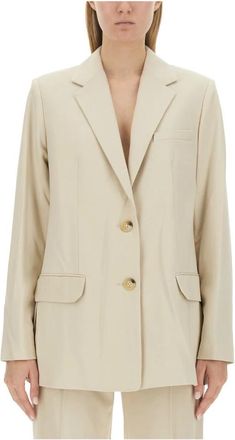 Helmut Lang Femme, Vestes, Beige, Taille: 40 FR Logo Tape Blazer