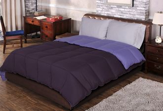 Superior Umkehrbare Bettdecke mit Daunenersatz f&uuml;r alle Jahreszeiten, 173 x 229 cm, pflaumenblau/lila