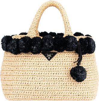 Prada Crossbody Bags - Prada Raffia Pompon Satchel Handbag - Gr. unisize - in Bunt - f&uuml;r Damen