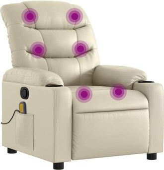 vidaXL Massagesessel mit Relaxfunktion, Kunstleder, Creme vidaXL