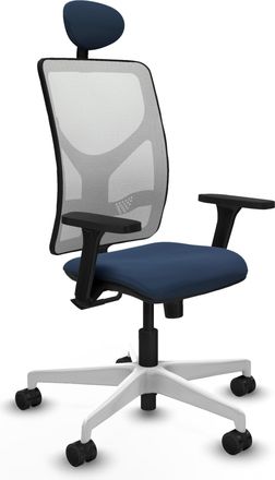 Piqueras y Crespo Drehstuhl mit Rollen und 3D-Armlehnen, h&ouml;henverstellbare Lendenwirbelst&uuml;tze und festes Kopfteil, ausgestattet mit 3 Positionen und Schneideschaum, Wei