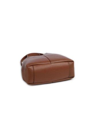 Coccinelle Womens Hobo Bag Cognac Grained Leather - Handbags
