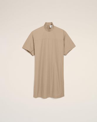 Ami Robe Beige Col Montant Boutonn&eacute; en Coton Beige Taupe - 32 - Femme