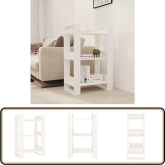 vidaXL Bücherregal/Raumteiler Weiß 60x35x91 cm Massivholz Kiefer - Holzregal - Buche - Bücherregal Weiß - Regal Massiv - Raumteiler