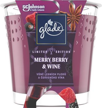 Glade Candle Duftkerze Merry Berry & Wein, mit Weinduft und Beeren, 129g